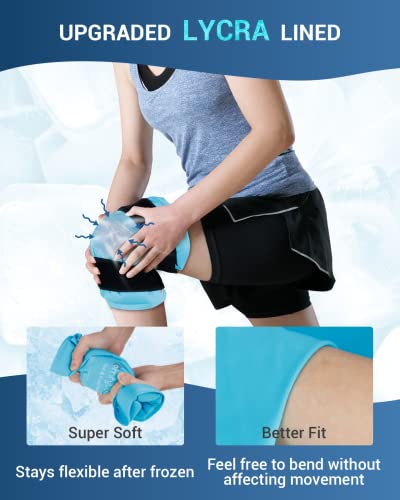 Comfytemp Knee Ice Pack Wrap, Reusable Gel Ice Pack for Knee Pain Relief, Lycra Knee Ice Pack with Hot & Cold Compress Therapy for Leg Injuries, Knee Replacement Surgery, Arthritis, FSA HSA Approved