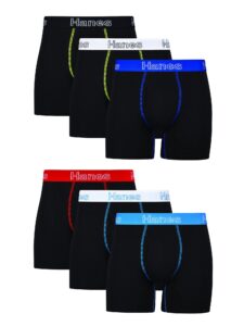 hanes mens underwear briefs, cotton stretch moisture-wicking multi-pack boxer, black - 6 pack, xx-large us