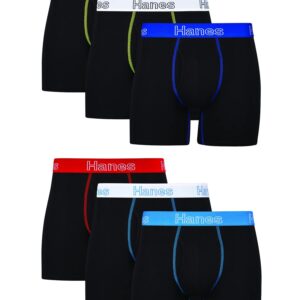 Hanes Mens Underwear Briefs, Cotton Stretch Moisture-wicking Multi-pack Boxer, Black - 6 Pack, XX-Large US