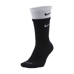 nike men's everyday plus dri-fit cushioned training crew socks, size large (blackwhite)