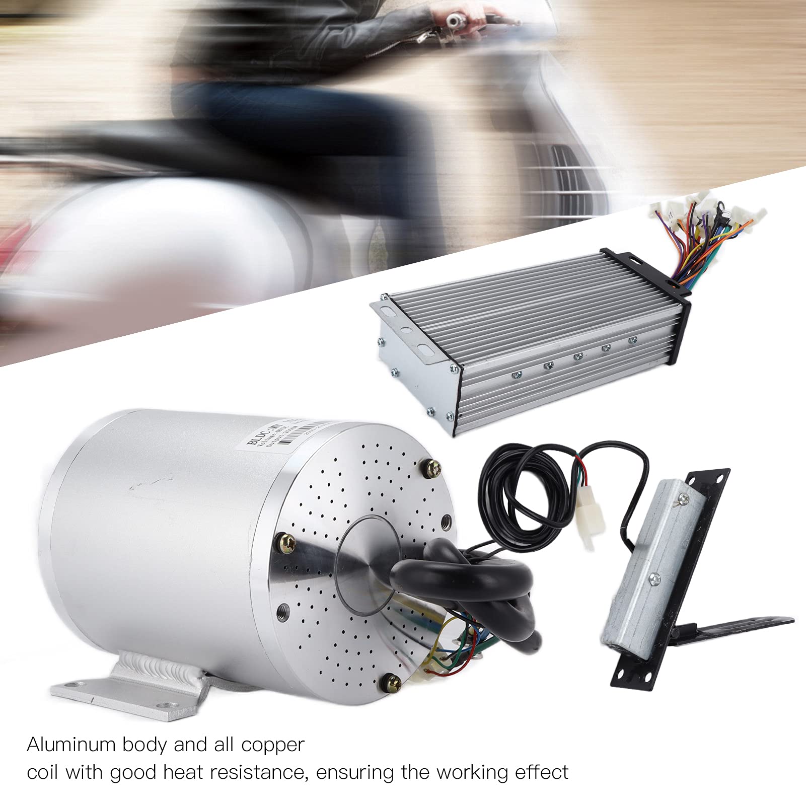 Dilwe Electric Bike Brushless Motor Kit,2000W 48V 34A Brushless Motor Kit High Speed Power for Electric Bike