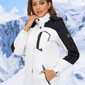 TACVASEN Women's Ski Jacket Waterproof Snow Jackets for Women Winter Warm Fleece Mountain Jacket Windproof Rain Jacket with Hood