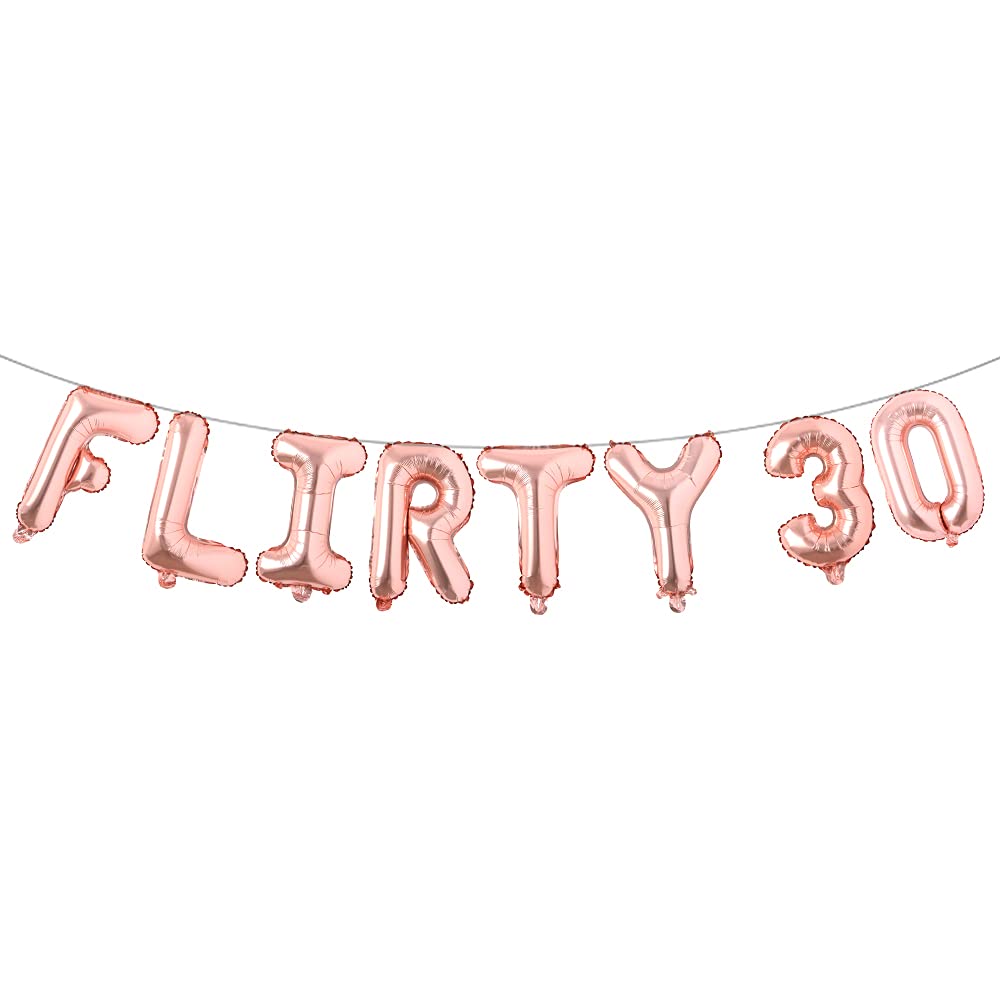 FLIRTY 30 Balloon Dirty 30 Birthday Decoration Flirty Thirty Birthday Decoration 30th Birthday Gift for Women (FLIRTY 30 Rose Gold)