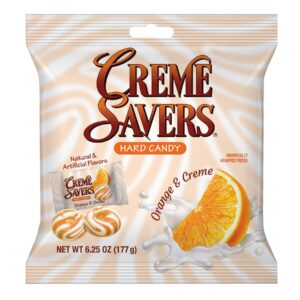 creme savers orange and creme hard candy | the taste of fresh orange swirled in rich cream | the original classic creme savers brought to you by iconic candy | 6.25oz bag