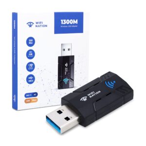 wifi nation® wifi dongle 1300mbps wifi adapter 2.4g/5g dual band mini usb 3.0 802.11ac wireless network adapter for pc desktop laptop windows macos & most of linux distros