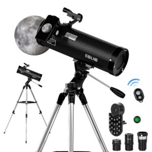 esslnb astronomical reflector telescopes 114az mount with shutter control and steel tripod 500mm telescopes for adults astronomy beginners with phone adapter 3x barlow lens and moon filter