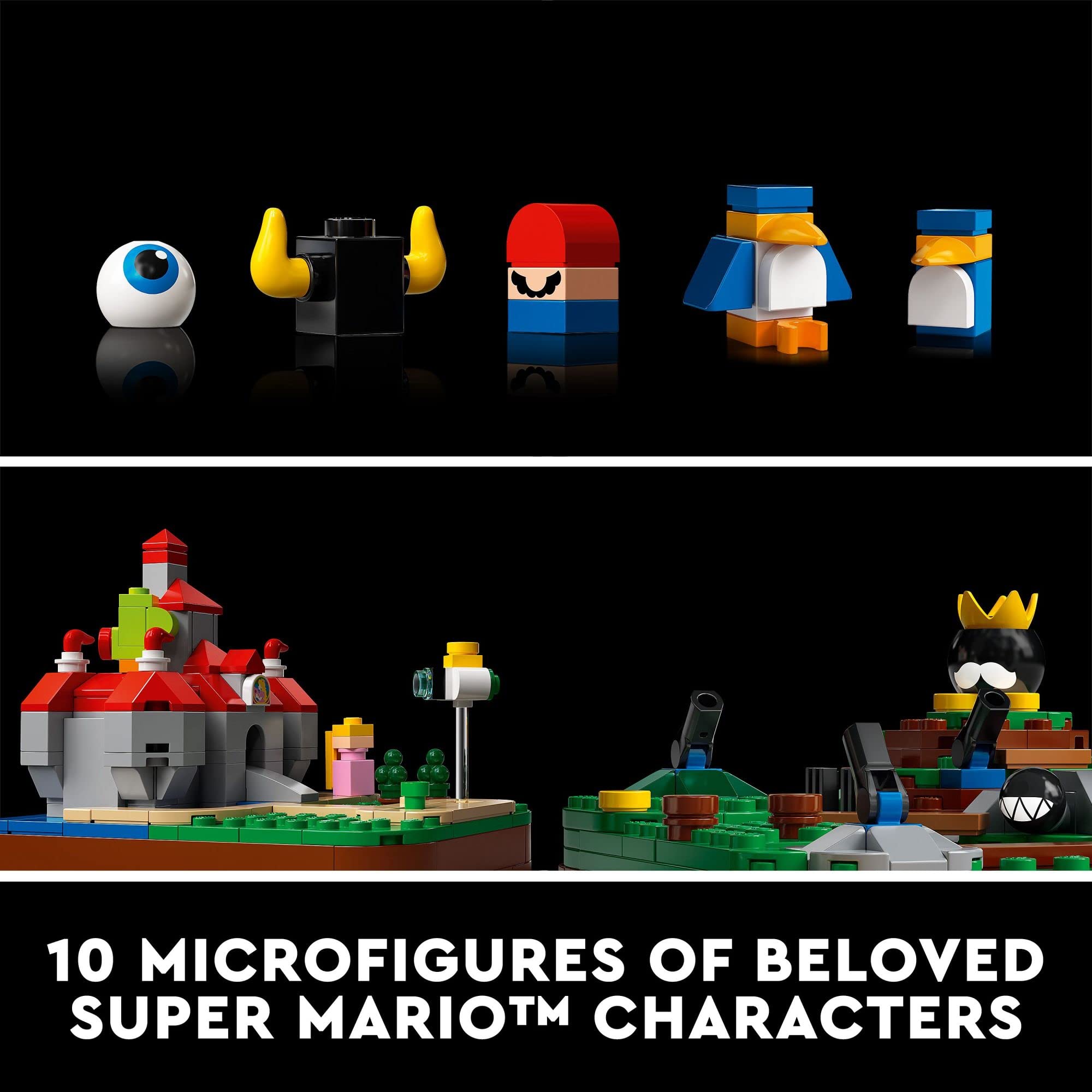 LEGO Super Mario 64 Question Mark Block 71395, 3D Model Set for Adults with 4 Microscale Game Levels: Peach’s Castle, Bob-omb Battlefield, Cool Mountain and Lethal Lava Trouble