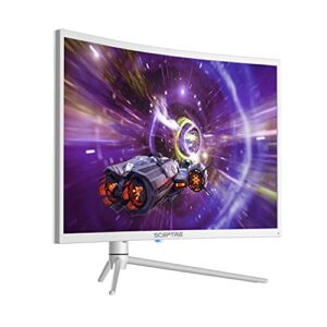 sceptre curved 32-inch qhd gaming monitor 2560 x 1440 up to 165hz 144hz 1ms hdr1000 99% srgb, light sensor height adjustable dp hdmi usb type c 3.1 build-in speakers nebula white (c325b-qwn168w)