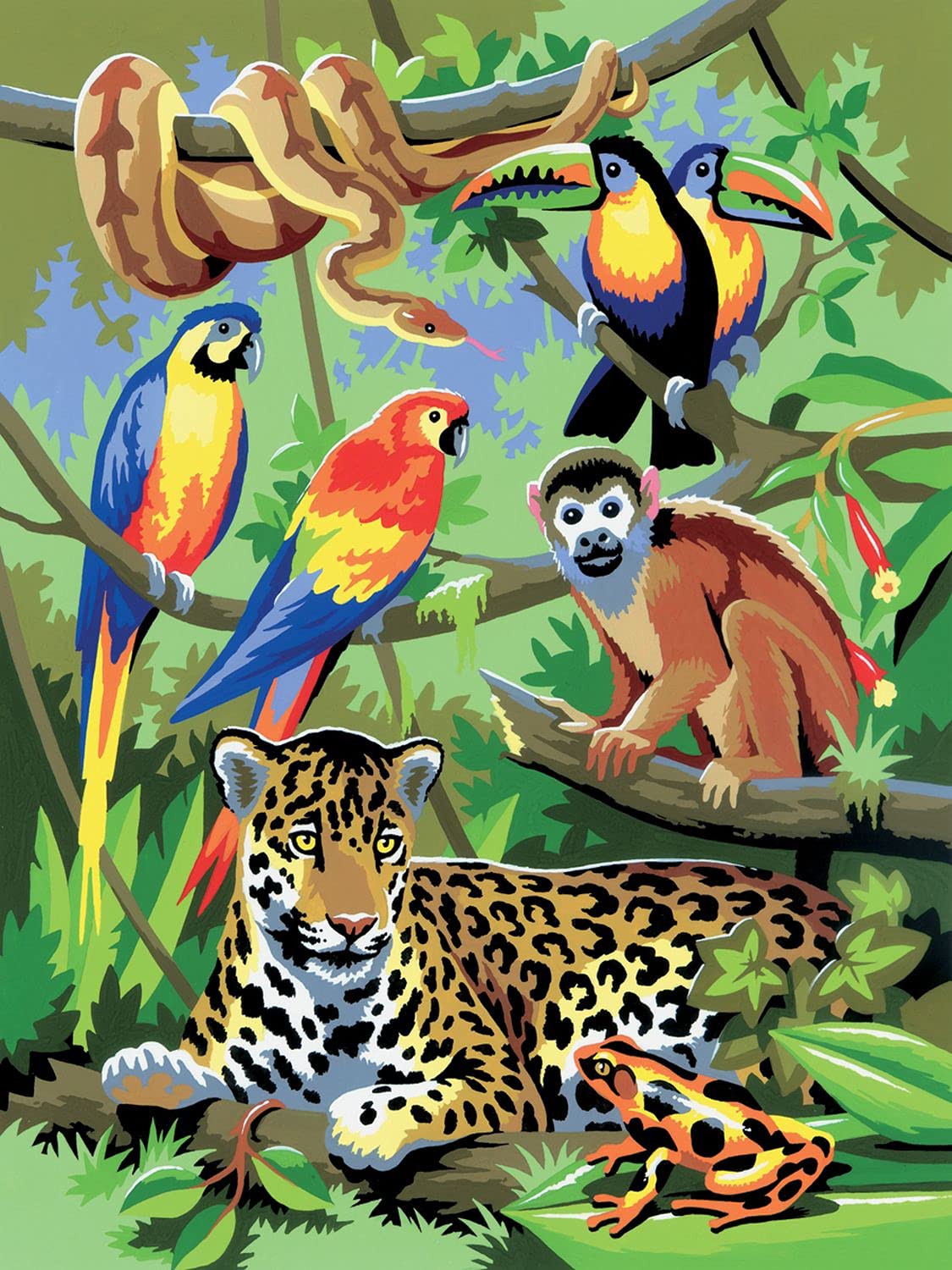 Pracht Creatives Hobby Painting by Numbers Junior Jungle DIY Picture Approx. 33 x 24 cm Includes 7 Acrylic Paints, Brush and Printed Painting Card, Ideal for Beginners and Children from 8 Years