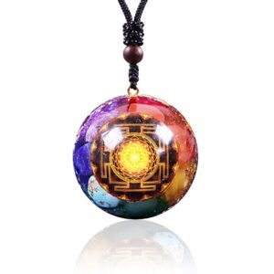 day day up 7 chakra gemstone reiki healing crystals chakra orgonite pendant necklace for good luck yoga meditation jewelry