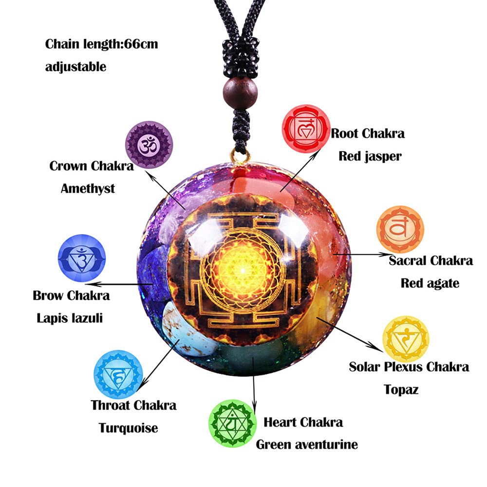 Day Day Up 7 Chakra Gemstone Reiki Healing Crystals Chakra Orgonite Pendant Necklace For Good Luck Yoga Meditation Jewelry