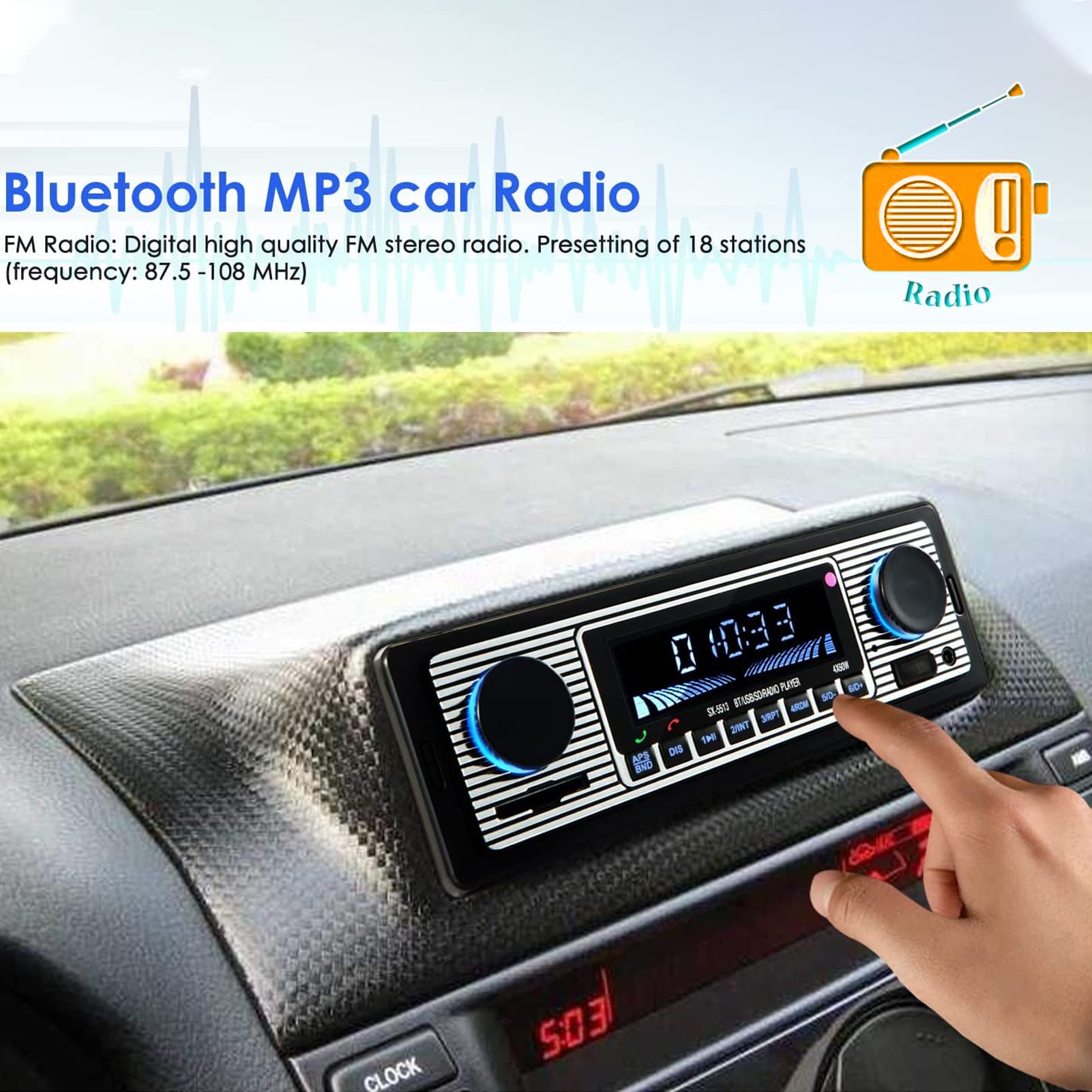 iayokocc Smart Player Bluetooth Retro MP3 FM Auto Accessories Electronic Car Radio Stereo