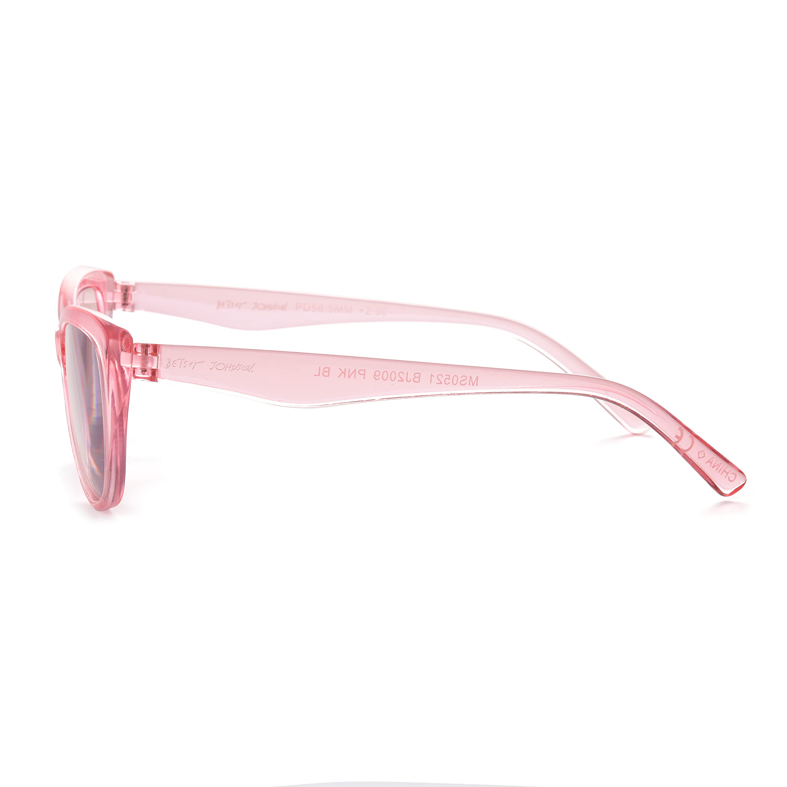 Betsey Johnson Womens Yara Blue Light Glasses Reading Glasses, Crystal Pink, 40mm US