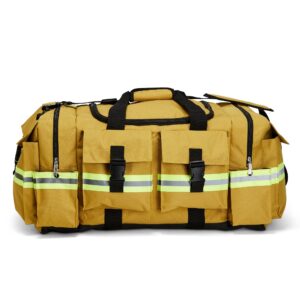 line2design elite firefighter gear bag - fireman premium rescue turnout fire gear bag with shoulder strap - yellow