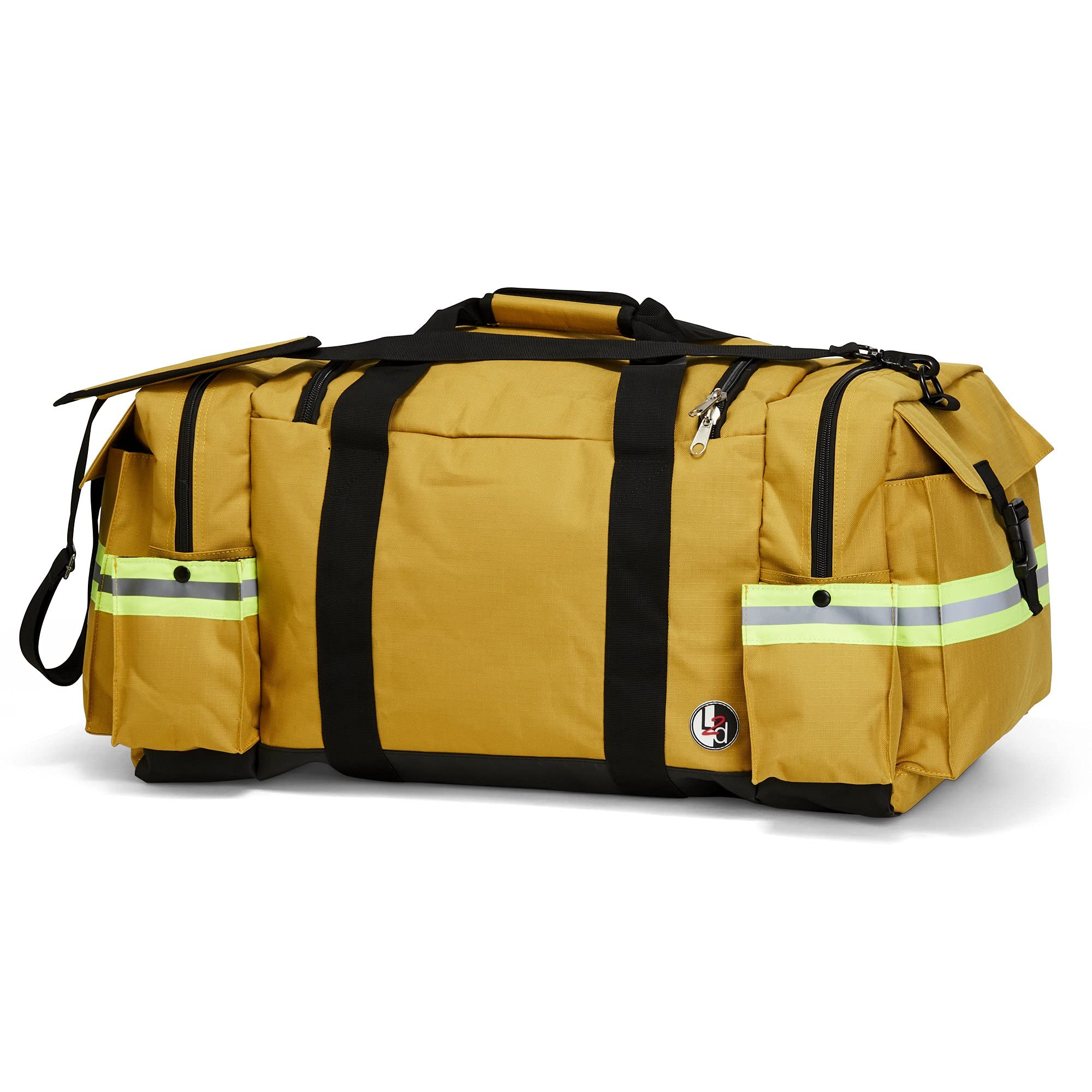 LINE2design Elite Firefighter Gear Bag - Fireman Premium Rescue Turnout Fire Gear Bag with Shoulder Strap - Yellow