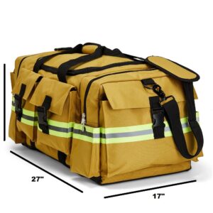 LINE2design Elite Firefighter Gear Bag - Fireman Premium Rescue Turnout Fire Gear Bag with Shoulder Strap - Yellow