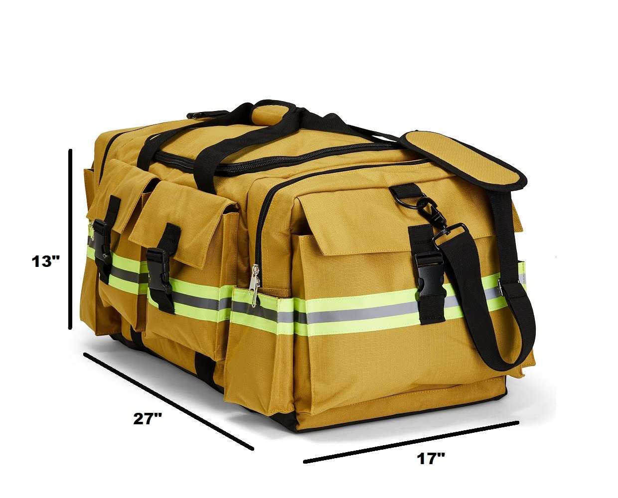 LINE2design Elite Firefighter Gear Bag - Fireman Premium Rescue Turnout Fire Gear Bag with Shoulder Strap - Yellow