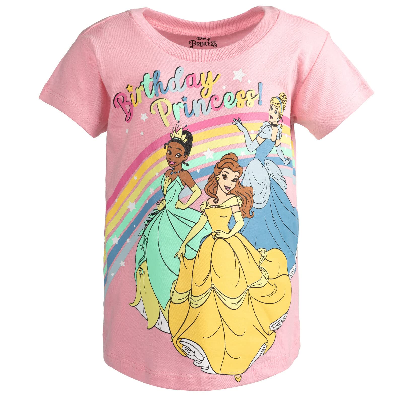 Disney Beauty and The Beast Princess Belle Cinderella Tiana Toddler Girls T-Shirt 4T Pink