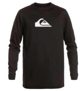 quiksilver mens solid streak ls long sleeve surf tee rashguard rash guard shirt, black, large us