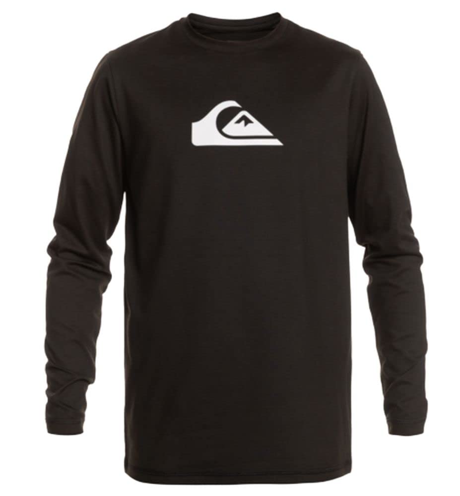 Quiksilver mens Solid Streak Ls Long Sleeve Surf Tee Rashguard Rash Guard Shirt, Black, Large US