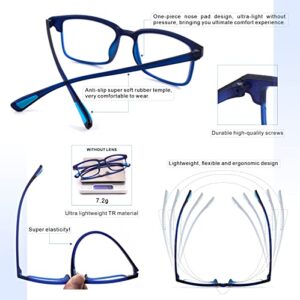 CARA 2 Pack Progressive Multifocus Reading Glasses, Flexible Lightweight TR90 Frame Blue Light Blocking Computer Readers, Workspace for Near Range (C1, 2.50)