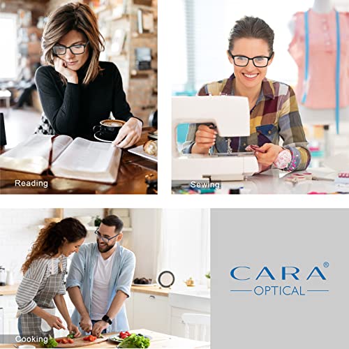 CARA 2 Pack Progressive Multifocus Reading Glasses, Flexible Lightweight TR90 Frame Blue Light Blocking Computer Readers, Workspace for Near Range (C1, 2.50)