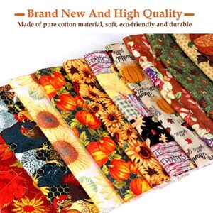 Souarts 10pcs Thanksgiving Fabric, 20x20inch/50x50cm Cotton Fabric Bundle, Squares Fabric Craft Sewing Quilting Patchwork Cloths, DIY Craft Pattern Square Fabric(Orange Thanksgiving，20inch/50cm)