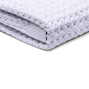 sutera - silverthread waffle towel california - grown pima cotton, quick drying, ultra soft, lightweight and absorbent - waffle weave design - luxury towel (bath, white) 31" x 57"