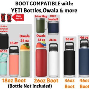 One MissionX Protective Silicone Boot Sleeve Compatible with YETI 36oz 26oz 18oz 12oz Water Bottles, Anti-Slip Bottom Cover, BPA FREE (Black, Fits 46 oz Bottle)