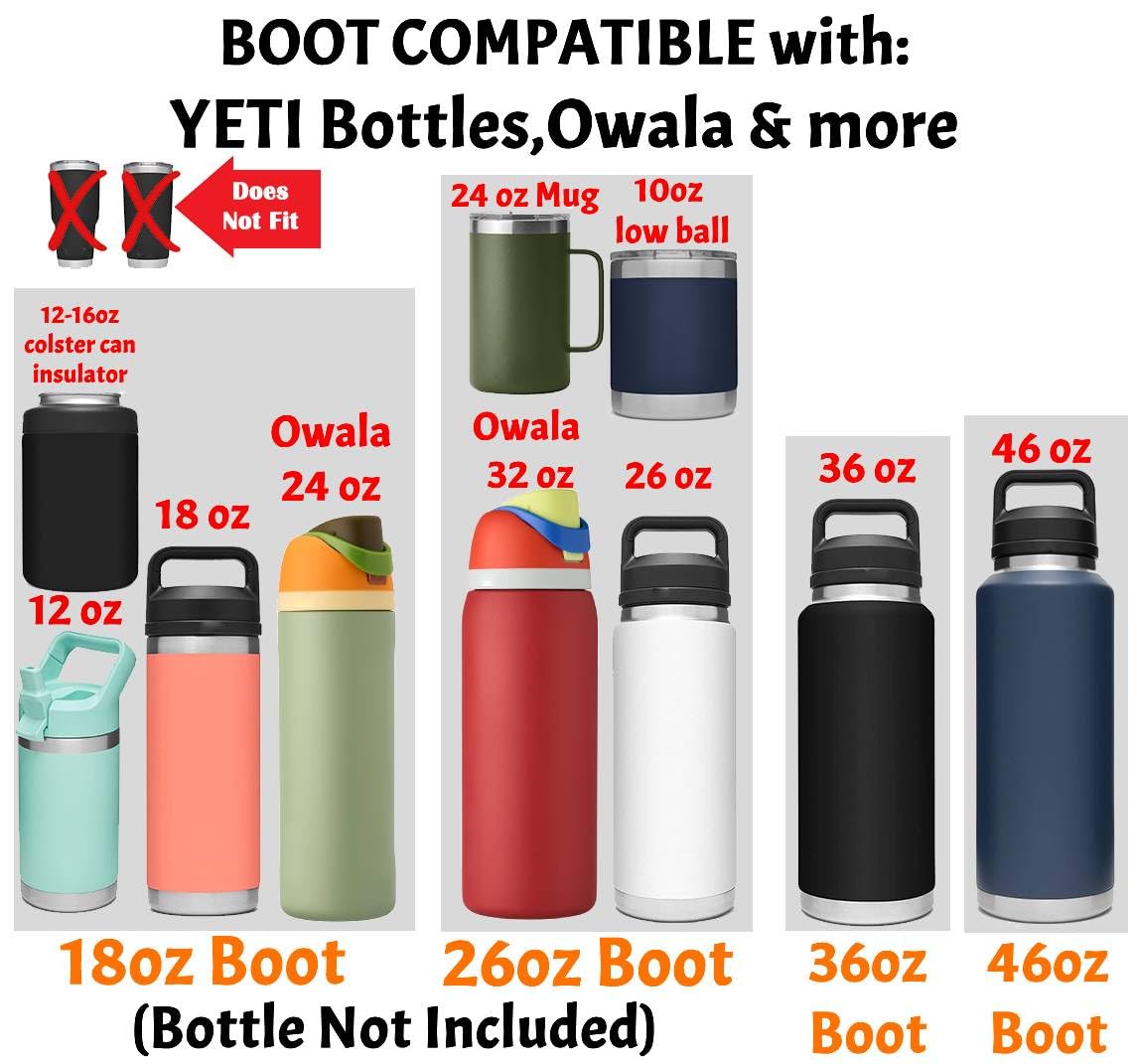 One MissionX Protective Silicone Boot Sleeve Compatible with YETI 36oz 26oz 18oz 12oz Water Bottles, Anti-Slip Bottom Cover, BPA FREE (Black, Fits 46 oz Bottle)