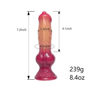 7.2 inch Silicone Realistic Dildo Small Fantasy Sex Toy for Women Wolf Canine Animal Cute Dildo with Strong Suction Cup Dual Density Penis Anal Alien Monster Dildo for Beginner Adult