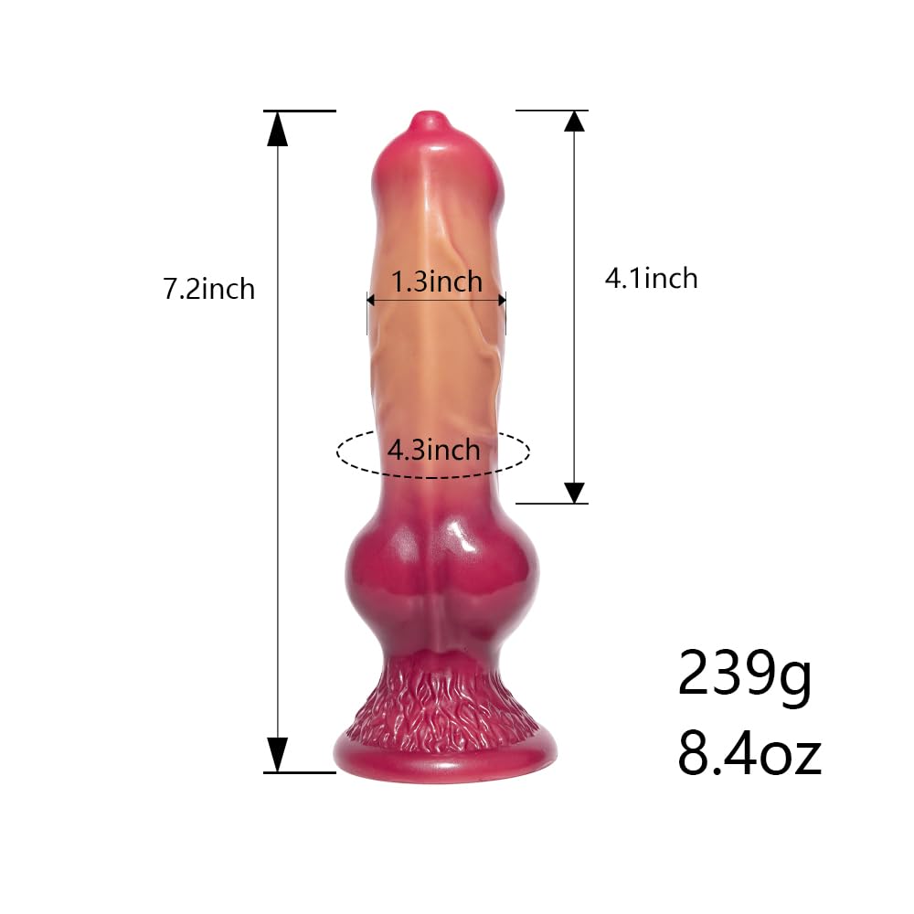 7.2 inch Silicone Realistic Dildo Small Fantasy Sex Toy for Women Wolf Canine Animal Cute Dildo with Strong Suction Cup Dual Density Penis Anal Alien Monster Dildo for Beginner Adult