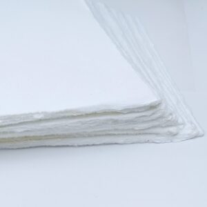 E-Tailor Handmade Paper Cotton Deckle Edge Loose Leaf Sheets 150 GSM Ivory White (10x12"-100-Sheets)