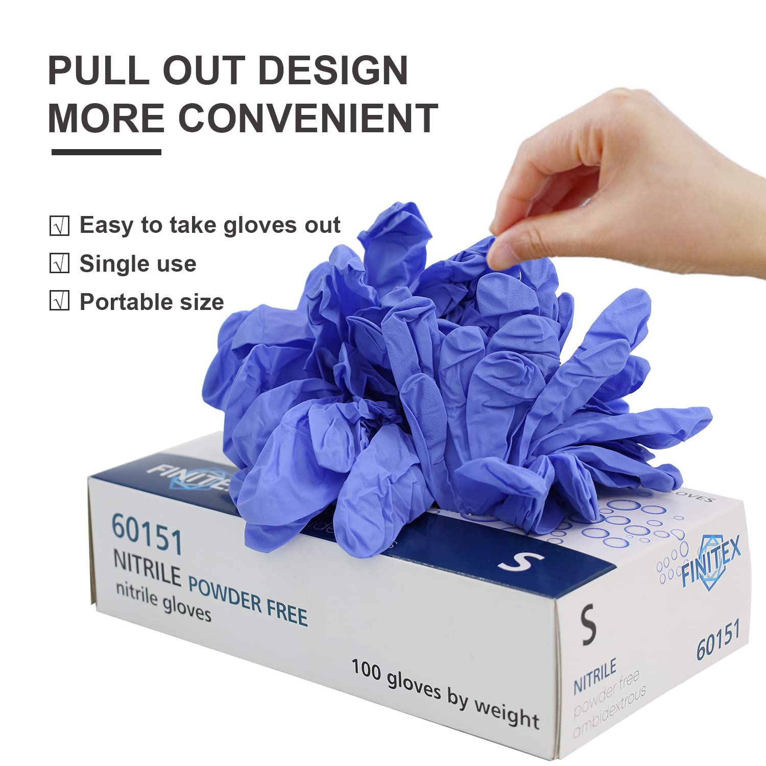 FINITEX Disposable Nitrile Exam Gloves 1000 PCS - 3.2mil Ice Blue Powder-free Latex-Free Gloves Examination Home Cleaning Food Gloves (M)