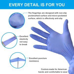 FINITEX Disposable Nitrile Exam Gloves 1000 PCS - 3.2mil Ice Blue Powder-free Latex-Free Gloves Examination Home Cleaning Food Gloves (M)