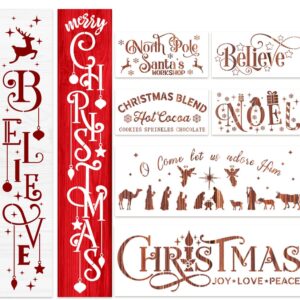 Christmas Stencils for Painting on Wood Holiday Christmas Stencil Large Believe Xmas Painting Stencils for Wall Porch Glass Wood Fabric