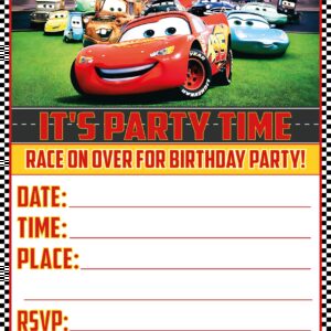 Set of 20 Cars -Themed Happy Birthday Invitation Cards & Envelopes - Lightweight (240g), Postcard Style Invites for the Perfect Party Pack