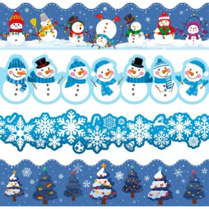 63ft winter bulletin board borders snowman bulletin board decorations christmas border paper holiday borders snowflake xmas tree wave trim border for school classroom office party (vivid style)