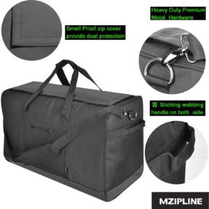 MZIPLINE XL Large Duffle Bag-Smell Proof-Bag Resistant Sport Gym Overnight Weekender Bag,Big Capacity Travel Duffel Holdall Bag With Carbon Lining (Black, Large)