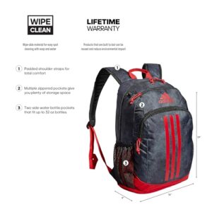 adidas Creator 2 Backpack, Stone Wash Carbon/Vivid Red, One Size