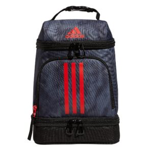 adidas excel 2 insulated lunch bag, stone wash carbon/vivid red/black, one size