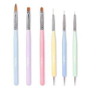 teoyall nail art brushes, nail design painting brushes builder gel brush nail dotting tools nail fine liner brushes