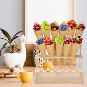 Queekay Cone Holder Ice Cream Cone Holder Stand 11 Holes Food Cone Display Stand Hand Roll Sushi Popcorn Stand for Party Birthday Wedding Buffet Decoration(2 Pieces)