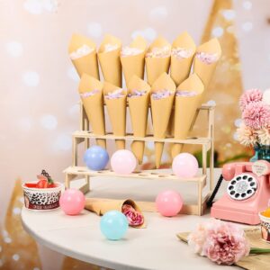 Queekay Cone Holder Ice Cream Cone Holder Stand 11 Holes Food Cone Display Stand Hand Roll Sushi Popcorn Stand for Party Birthday Wedding Buffet Decoration(2 Pieces)