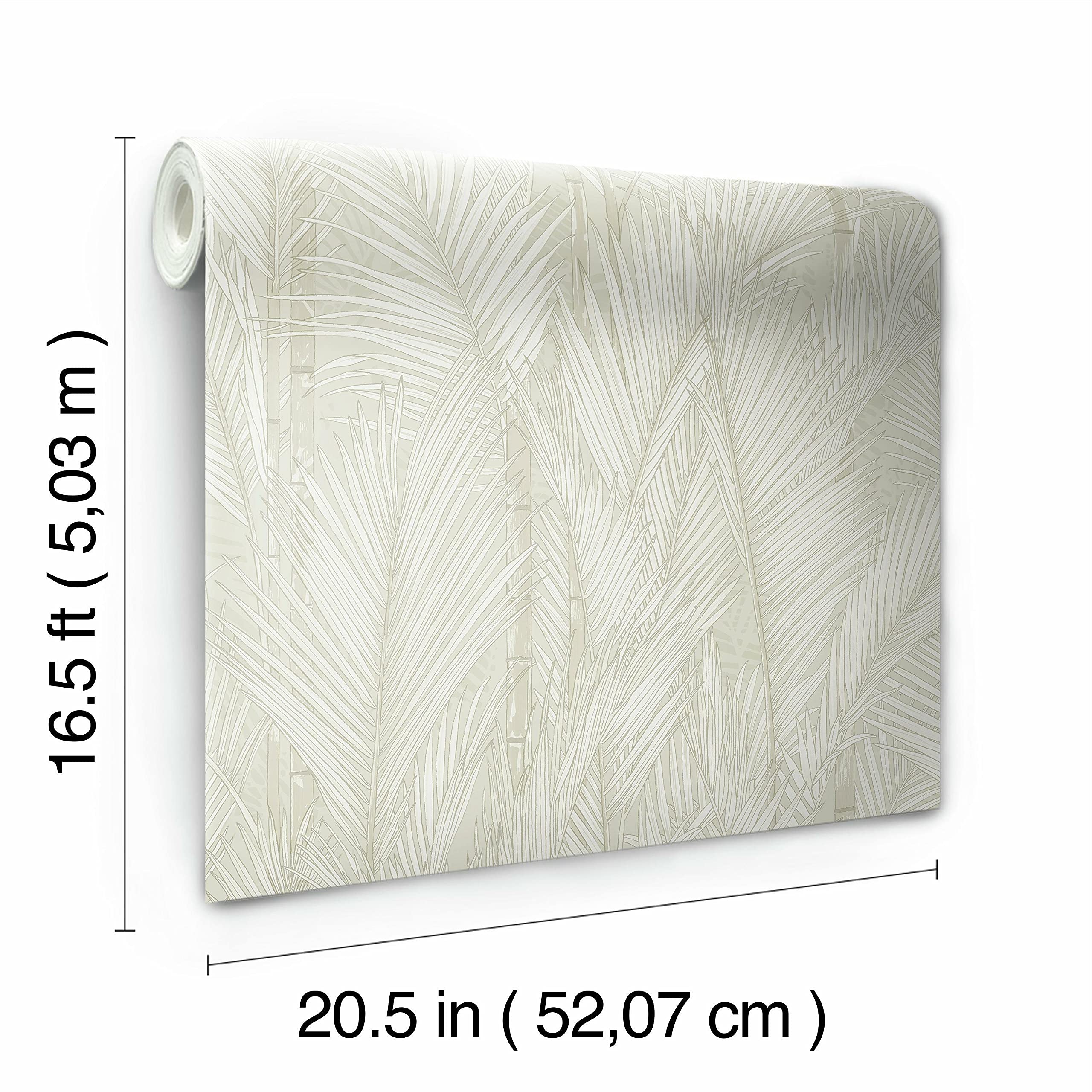 RoomMates RMK12103WP Taupe Swaying Fronds Peel and Stick Wallpaper