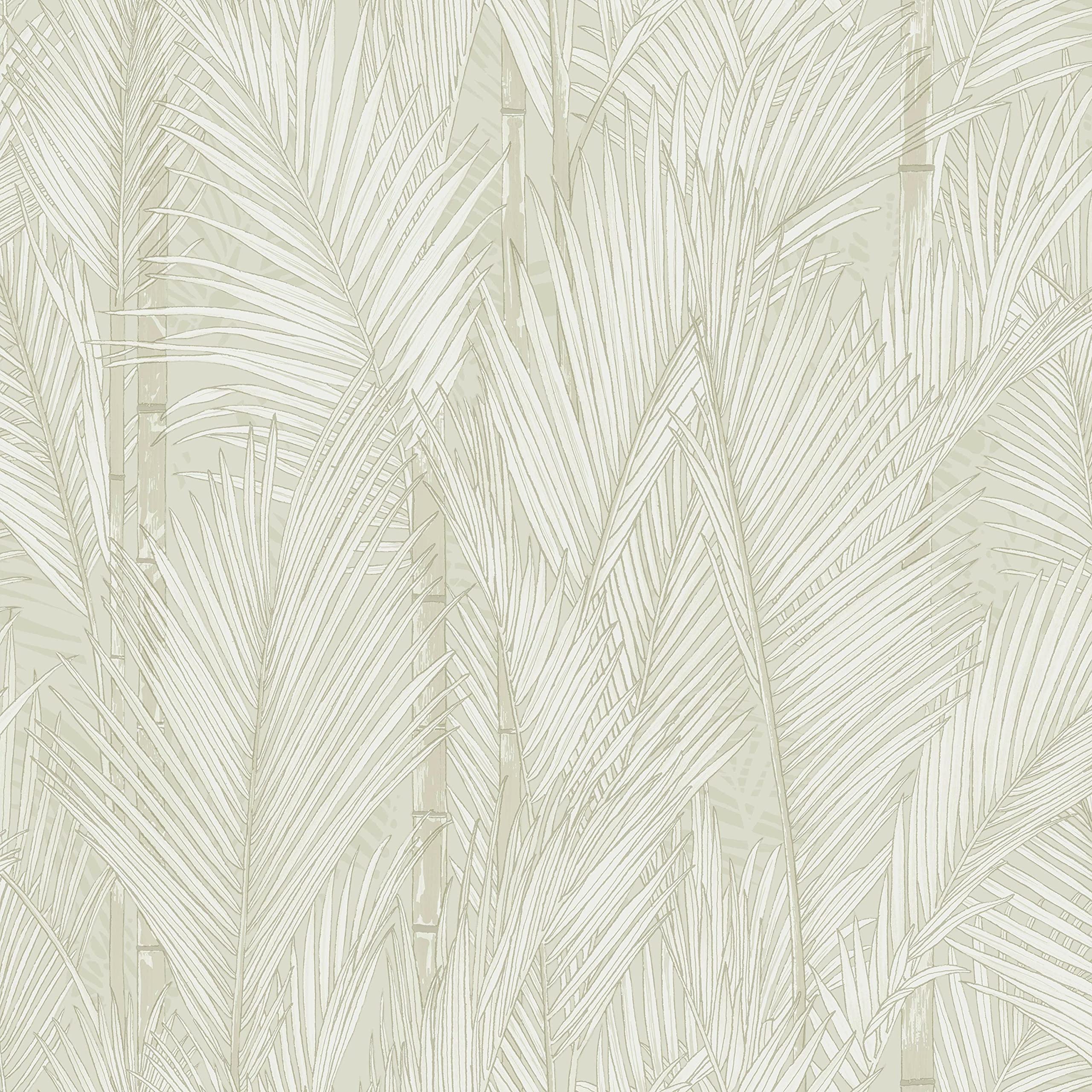 RoomMates RMK12103WP Taupe Swaying Fronds Peel and Stick Wallpaper