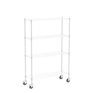 Leteuke Wire Shelving Unit with Wheels, NSF Certified 4 Tier Adjustable Storage Shelves 48"×18"×72", 2400LBS Heavy Duty Shelving Commercial Grade Metal Storage Utility Rack for Kitchen Garage, Chrome