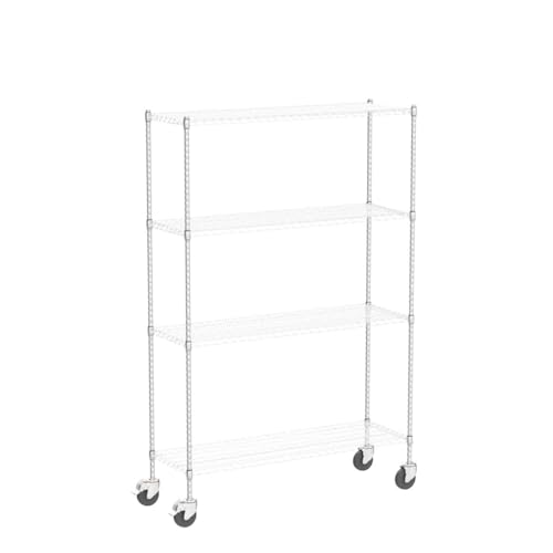 Leteuke Wire Shelving Unit with Wheels, NSF Certified 4 Tier Adjustable Storage Shelves 48"×18"×72", 2400LBS Heavy Duty Shelving Commercial Grade Metal Storage Utility Rack for Kitchen Garage, Chrome