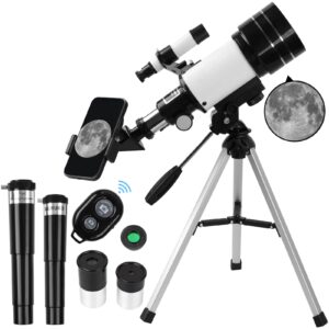 telescope for adults & kids, telescope, 70mm aperture refractor telescope for adults astronomy beginners portable with smartphone adapter ideal for kids