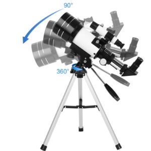 Telescope for Adults & Kids, Telescope, 70mm Aperture Refractor Telescope for Adults Astronomy Beginners Portable with Smartphone Adapter Ideal for Kids